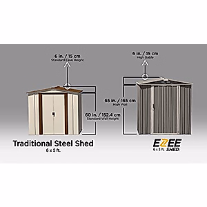 ARROW 6' x 5' EZEE Galvanized Steel Low Gable Shed Charcoal, Storage Shed with Peak Style Roof