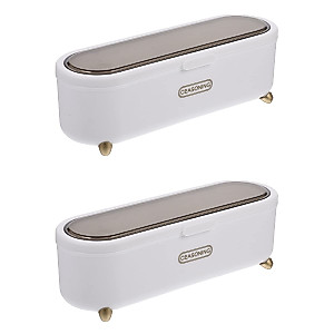 Hemoton Storage Drawers 2pcs Flatware Tray with Lids - Plastic Cutlery Storage Box Kitchen Cutlery Utensil Drawer Organizer with Cover Silverware Countertop Storage Containers (White) Desktop Stand