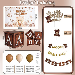 Bearly Wait Baby Shower Decorations, Brown Balloon Garland Arch Kit, Balloon Boxes With Letters, Bearly Wait Banner Backdrop for Boho Gender Reveal Bear Theme Birthday Baby Shower Party Decorations
