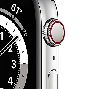 Apple Watch Series 6 (GPS + Cellular, 44mm) - Silver Stainless Steel Case with White Sport Band