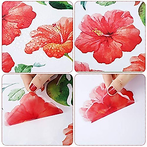 66 Pieces Large Palm Leaves Wall Decals Tropical Hibiscus Flower Peel Removable Stickers Green Plants Fresh Leaves Stickers for Kids Baby DIY Bedroom Living Room Office Bathroom Wall Corner