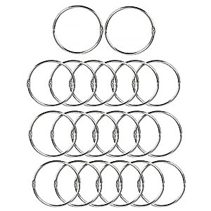 Loose Leaf Binder Rings Office Book Ring Clips 2 inch (20 Pack) for Index Cards Note Paper Metal Nickel Plated (Silver)