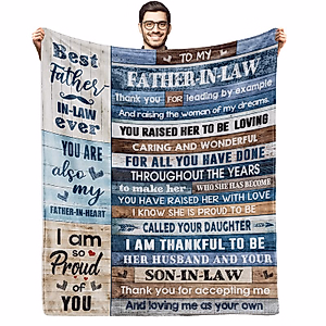 Merry Carve Father in Law Gift from Son in Law Birthday Gifts for Father in Law Throw Blanket to My Father of The Bride Gifts Christmas Father Day for Father in Law from Son in Law 60"*50"