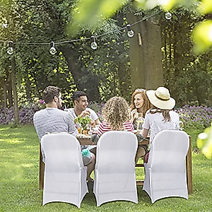 Babenest Spandex Folding Chair Covers - 50 PCS Upgraded Universal Stretch Washable Fitted Chair Slipcovers Protector for Wedding, Holidays, Banquet, Party, Celebration (White)