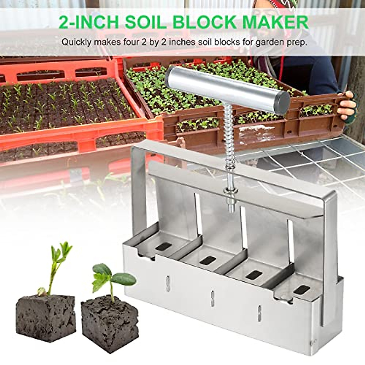 Manual Soil Block Maker Micro Soil Blocker Set 2 inch Soil Block Soil ...