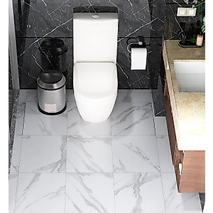 Livelynine 32-Pack Grey and White Flooring Peel and Stick Floor Tile Waterproof Marble Vinyl Floor Tiles Bathroom Kitchen Living Room Bedroom Laminate Flooring Stick on Floor Covering Linoleum 12X12