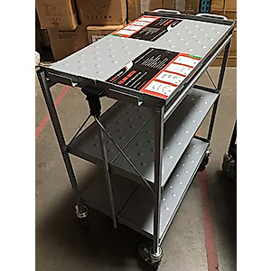 Master Grade 3 Tier Rolling Carts with Wheels, Thick Steel Utility Cart on Wheels, Storage Cart on Wheels (Grey)