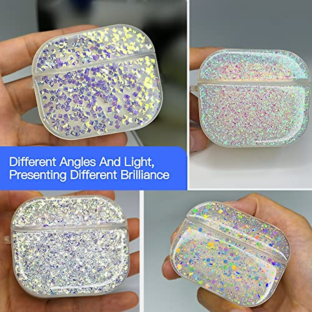 Tucana Cute Shining Airpods Pro Case for Women and Girls, Bling Glitter Hard Case Compatible with Apple Airpods Pro Charging Case （Gold）