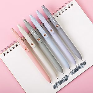 Mr. Pen- Retractable Gel Pens with Rose Gold Ring and Ball, 6 Pack, Morandi Barrels, Japanese Black Gel Pens, Fast Dry, Gel Pens Fine Point 0.5mm, Smooth Writing Aesthetic Pens for Journaling