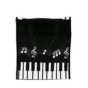Music Theme Handbag Canvas Piano Keys Tote Bag Reusable Grocery Bag for Shopping
