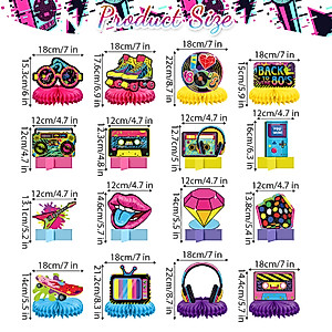 Pasimy 16 Pcs 80s Themed Honeycomb Centerpieces, 1980's Hip Hop Party Favors Retro Birthday party Table Toppers Centerpiece Photo Booth Props Decorations for Nostalgic Party Rock Hippie Party Supplies