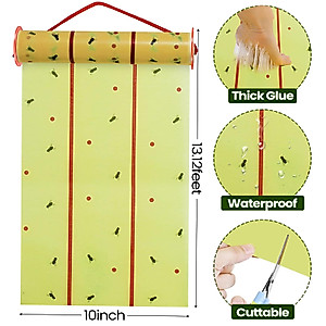 Qualirey 12 Rolls Giant Sticky Fly Traps 157 Feet Adhesive Fly Paper Fruit Fly Traps Outdoor Indoor Fly Strips Sticky Hanging Fly Tapes Gnat Bug Catcher Pest Killer for Garage Greenhouse Barn Stable