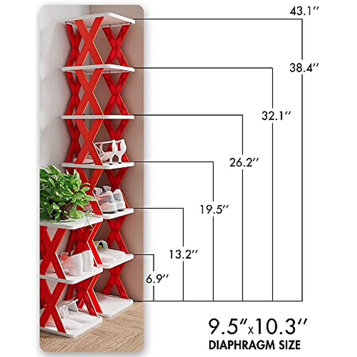 OLYGIFTS-Small Shoe Rack-Narrow Easy to Assemble Vertical Shoe Rack-Sturdy