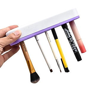 GOLDEN STRAWBERRY 2 PCS Multi-Purpose Cosmetic Storage Box, Desktop Organizers Silicone Make Up Brush Storage Stand Desktop Storage Box for Brush,Eyeliner Pencil,Art Supplies, Painting Brush (Purple)