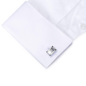 HONEY BEAR Rectangle Cufflinks for Mens Steel Business Wedding Gift Silver