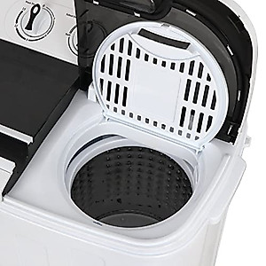 JupiterForce Portable Compact Mini Twin Tub Washing Machine Portable Laundry Machine 13lbs Capacity w/Washer and Spinner Cycle Combo, Built-in Gravity Drain for Apartments, Dorms, Bathroom, Laundry and More