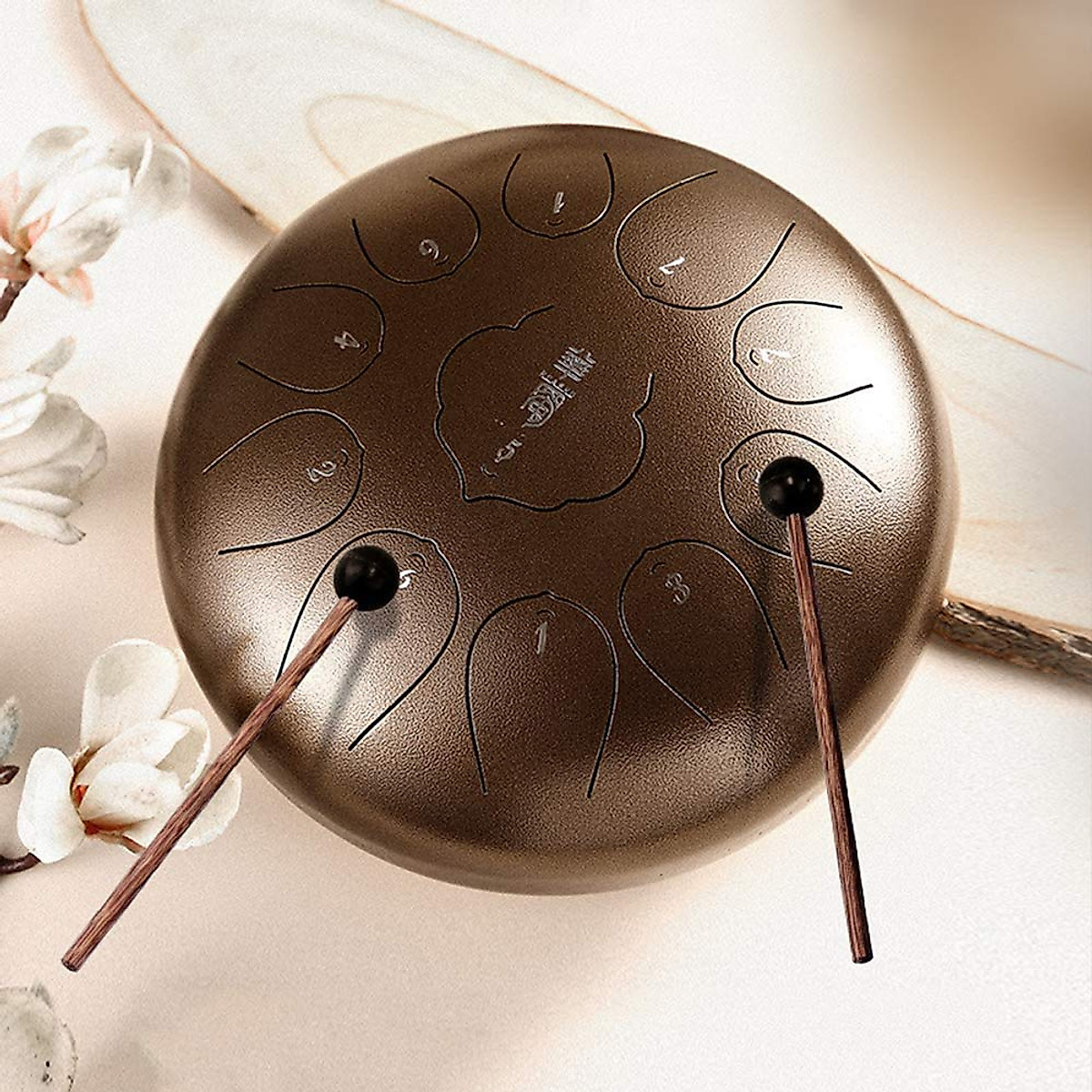 Alloy Steel Tongue Drum, Gong, Panda Drum, Steel Pan Drumm Drum, Drums & Percussion, Handpan Drum, Percussion Instruments,Bronze,12inche13notes