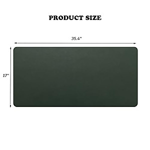 CHIF HAUTH PU Leather Mouse Pad, Desk Pad, Large Mouse Mat, Desk Mat for Office and Home (35.4" x 17", Dark Green)