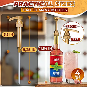 4Pcs Coffee Syrup Pump Dispenser Compatible with Torani Syrup Pump - Creamer Pump for Coffee Syrup Bottle (25.4 oz-750ml) - Davinci Syrup Pump Bottle Pump Dispenser Coffee Syrup Pumps ALPENKOK