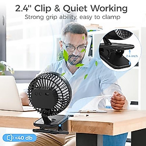 6'' Clip On Fan,10000mAh Battery Operated Desk Fan,360° Rotation Stroller Fan,Max 53H Working Time Rechargeable USB Fan,4 Speeds Personal Fan with Sturdy Clamp for Golf Cart Office Outdoor Treadmill