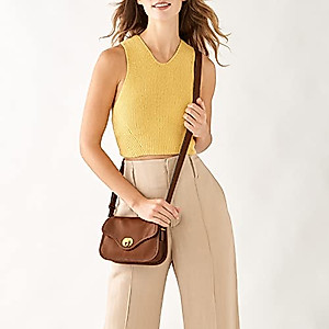 Fossil Women's Heritage Leather Mini Flap Crossbody Purse Handbag