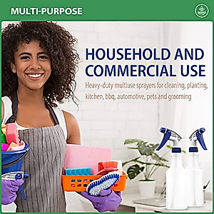 Bar5F Plastic Spray Bottles, Leak Proof, Empty 16 oz. Value Pack of 2 for Chemical and Cleaning Solutions, Adjustable Head Sprayer Fine to Stream