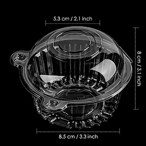 TOFLEN 100ct Disposable Clear Plastic Packaging Box with Cover - Plastic Hinged Food Container for Desserts To-Go, Fruit, Bread, Party Favor Cake - Cupcake Boxes Individual