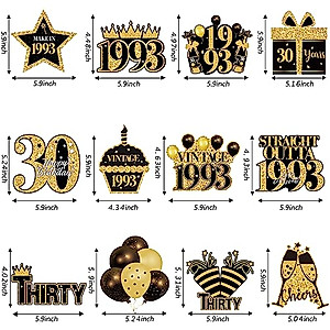 30th Birthday Decorations Men, 45pcs 30th Birthday Party Supplies, 1993 Gold Birthday Decorations, Party Streamers Hanging Swirls for Him, Thirty Years Old Dangling Spinners Foli Bday Ceiling Decor