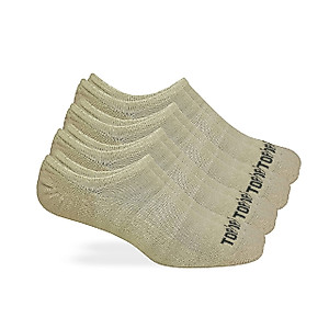 Top Flite Mens Ultra Dri No Show Cushion Socks 4 Pair Pack (Khaki, Large, l)