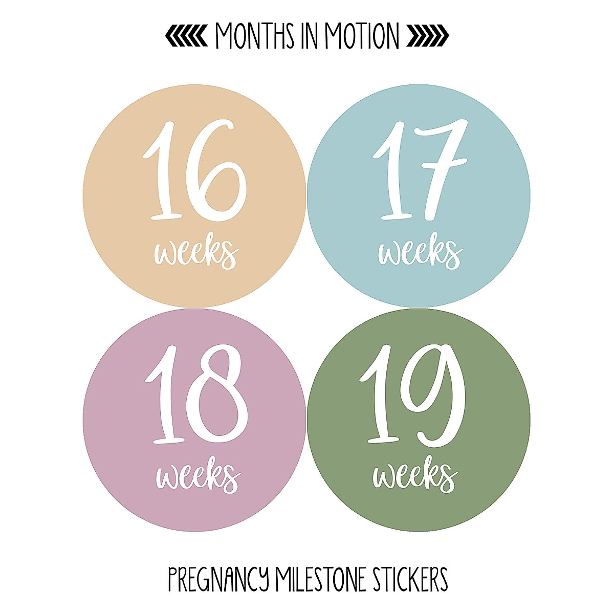 Months In Motion Pregnancy Weekly Belly Growth Stickers, 36 pcs - Purple Pink, Matte Finish, Cloth Surface, for Maternity Photo Sessions & Keepsakes