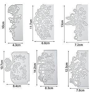 6 Piece Metal Die Cut Assorted Flower Cut Dies Birthday and Butterfly Die Cut Lace Bird Template Greeting Cards DIY Cut Template Scrapbook Album Paper Cards Embossed Decor, 6 Styles()