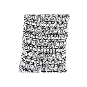 Szxc Womens Ballroom Rhinestone Stretch Cuff Bracelets Fit Wrist Circumference from 6.5" to 7.5" - Lead & Nickle Free