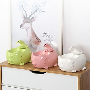 Topjia Pet Ultra Quiet Intelligent Drinking Machine,Ceramic Cat Drinking Water Fountain, USB Electric Water Dispenser,Tabletop Fountains Decoration for Home Office, Green A