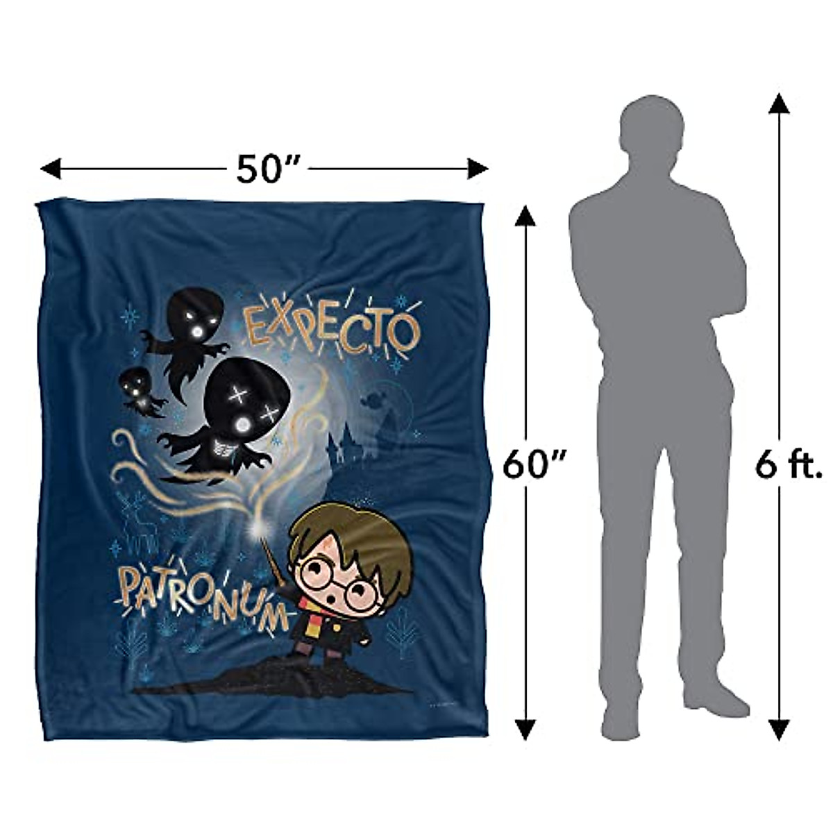 Harry Potter Expecto Patronum Chibi Potter Officially Licensed Silky Touch Super Soft Throw Blanket 50" x 60"