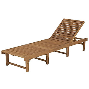 vidaXL Folding Sun Lounger - Rustic Solid Acacia Wood, Weather Resistant, Adjustable and Durable - Perfect for Patio, Poolside or Garden