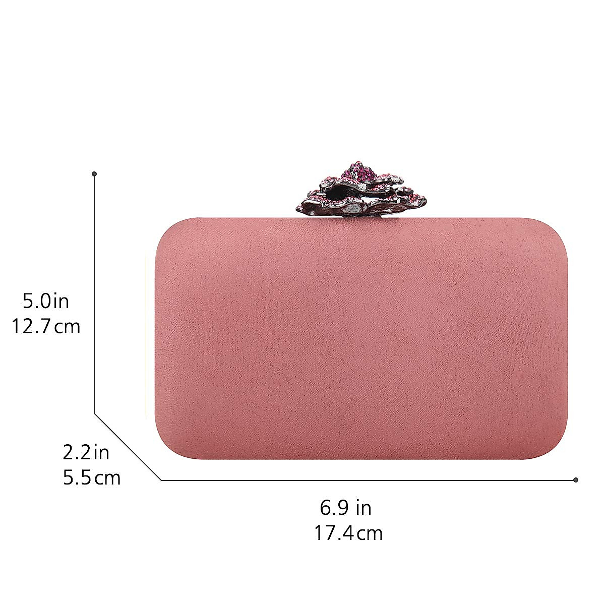 Fawziya Evening Clutch Bling Rhinestone Rose Velvet Novelty Medium Purses For Women Formall-Pink