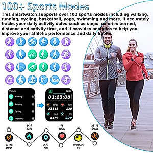 Smart Watch(Answer/Make Call), 1.96" Touch Screen Smartwatch for Android and iOS Phones with Heart Rate Monitor, Blood Oxygen Tracking, Sleep Monitor, IP68 Waterproof Fitness Tracker for Men and Women