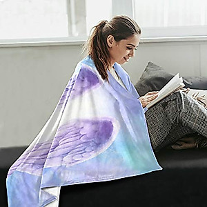 Angel Wings Plush Throw Blankets Purple Summer Blanket for Bed Couch and Living Room Suitable 50x60inch 2040278