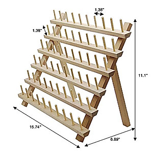 SAND MINE Wooden Thread Rack Sewing and Embroidery Thread Holder, 60 Spools