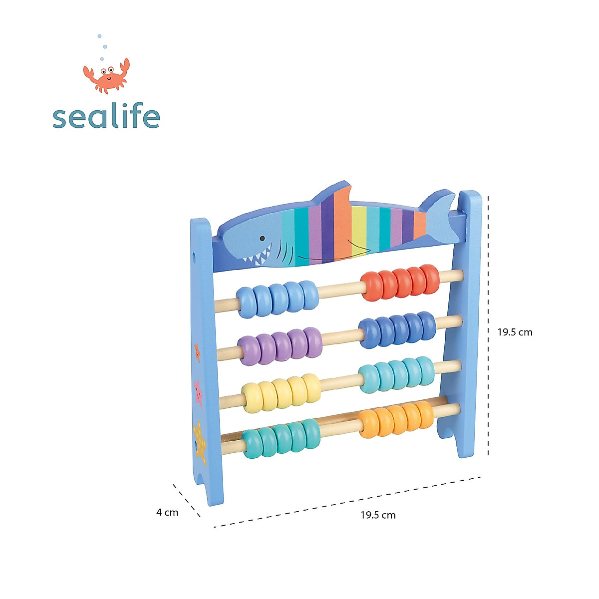 Orange Tree Toys Shark Wooden Abacus | Hand Painted Colorful Wooden Educational Puzzle Toy for Toddlers 3+, Sustainably Made, Perfect for Learning Math and Practicing Counting