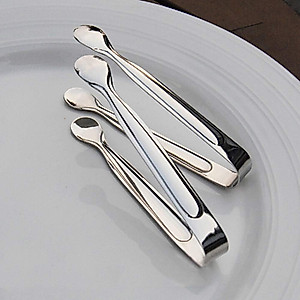 MOTZU 2 Pieces Mini Appetizers Tongs 4-Inch Serving Tong - Premium 18/8 Stainless Steel Sugar Clamp Tongs Silver Perfect for Tea Party, Coffee Bar, Ice, Buffet, Kitchen