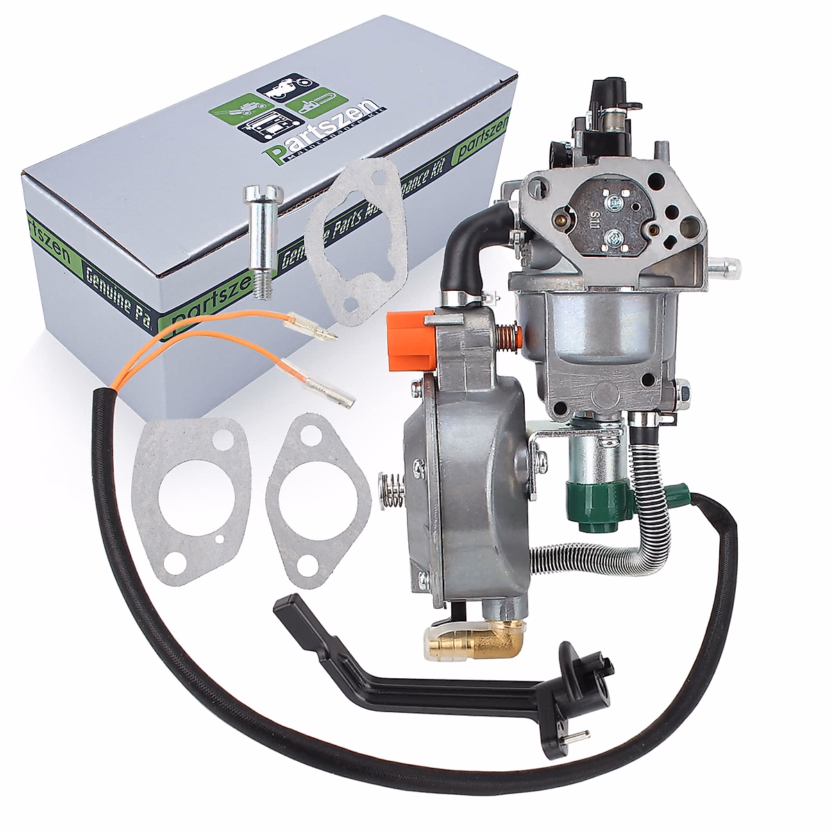 partszen GX390 188F Carburetor for Gasoline Generator 4.5-5.5KW with Manual Choke Gasket Spacer Insulator For Champion 100153 100165 100296 Engine,Upgrade