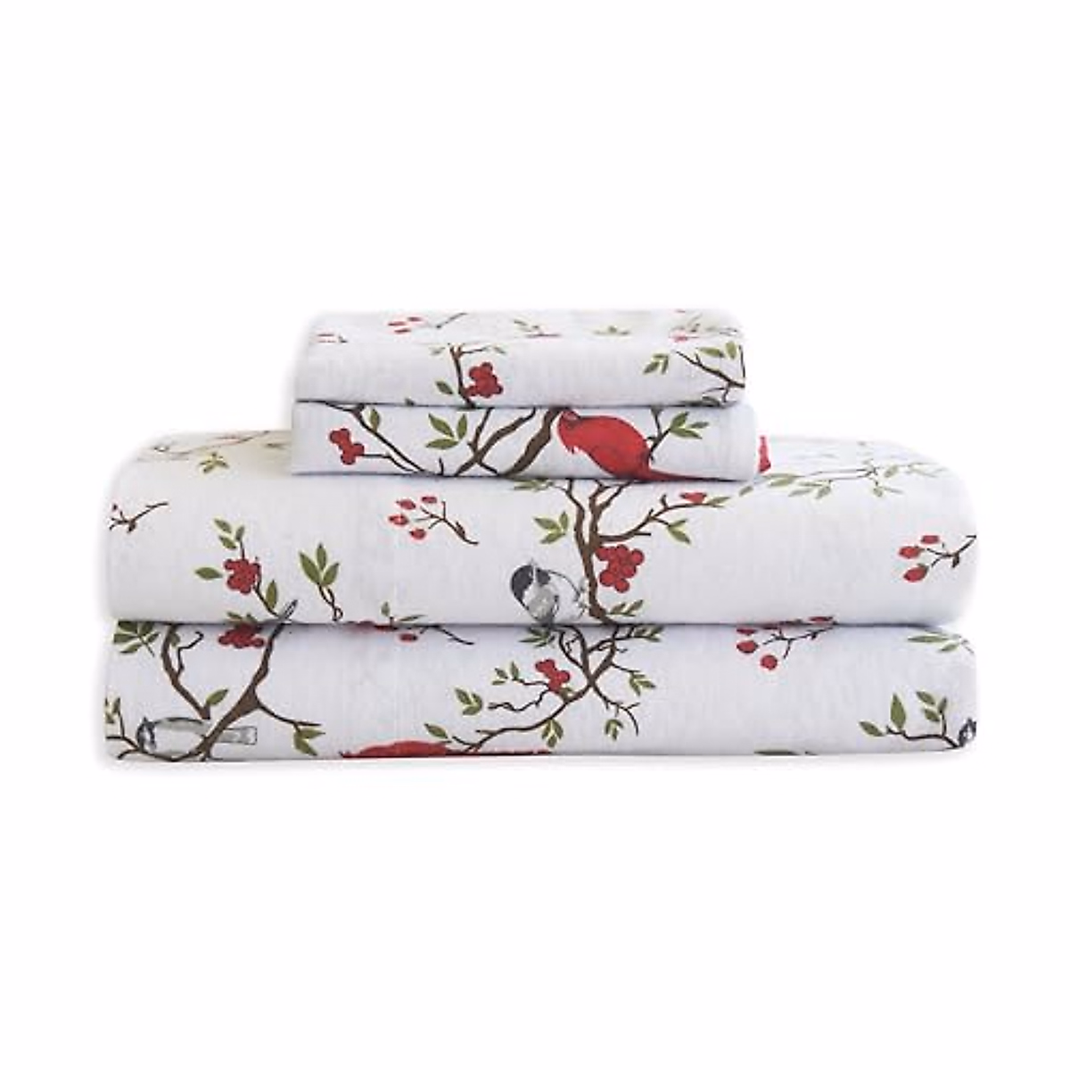 Elegant Comfort Soft 4-Piece 100% Turkish Cotton Flannel Sheet Set - Premium Quality, Deep Pocket Fitted Sheet, Ultra Soft, Cozy Warm Flannel Sheets - Twin, Cardinal