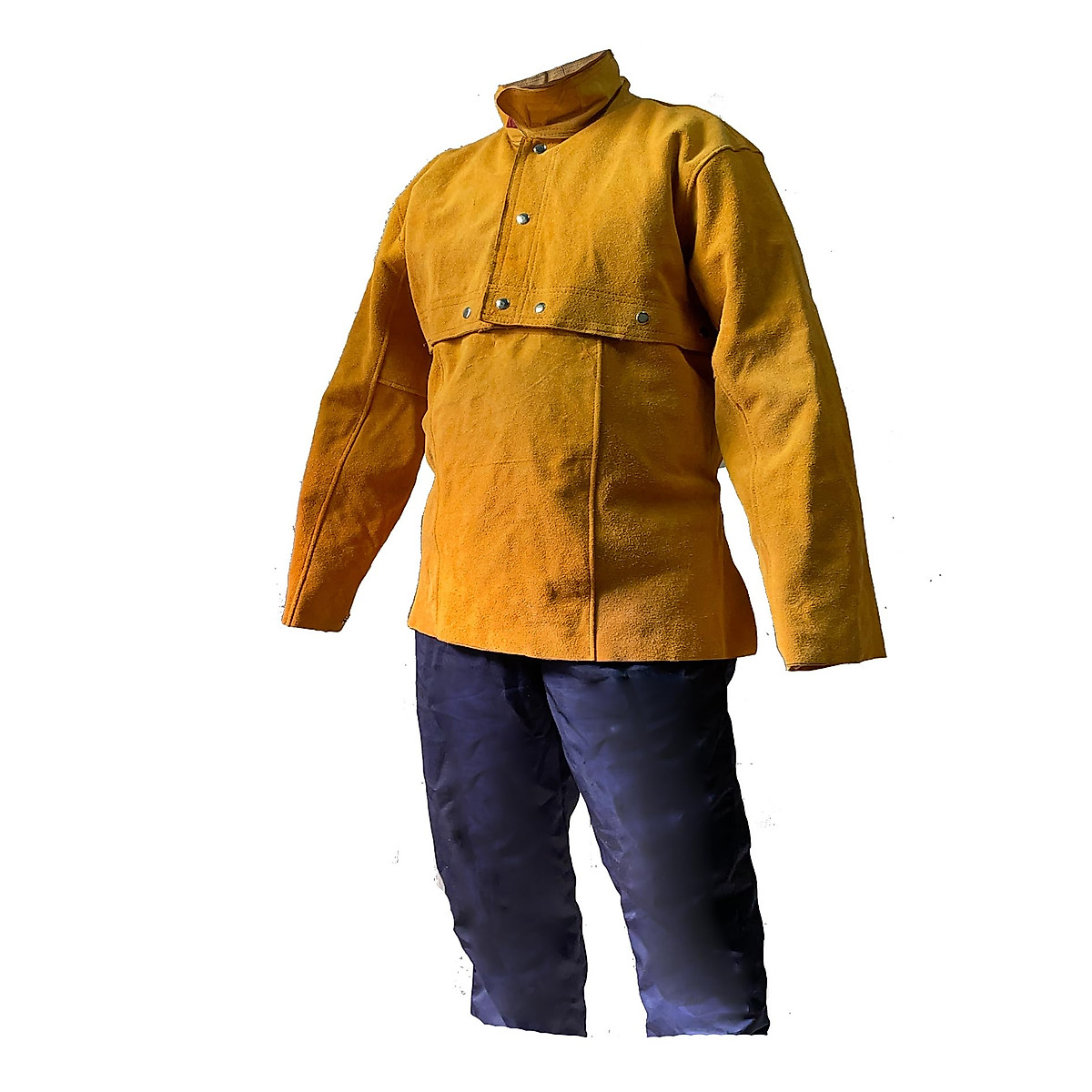 Leather Welding Jacket, Heat & Flame Resistant Jacket, Cowhide Welding Work Shop Jacket Large