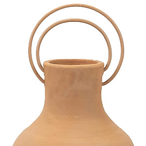 Foreside Home and Garden Natural Terracotta Decorative Metal Deco Handle Vase Large