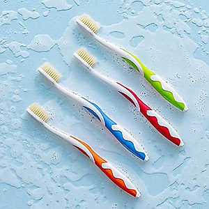 MOUTHWATCHERS Dr Plotkas Extra Soft Flossing Toothbrush Manual Soft Toothbrush for Adults, Ultra Clean Toothbrush, Good for Sensitive Teeth and Gums, Multicolor, 6 Pack