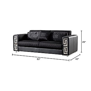 American Eagle Furniture AE223 Black Color with Faux Leather and Fabric Sofa