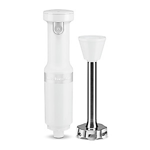 KitchenAid Cordless Variable Speed Hand Blender with Chopper and Whisk Attachment - KHBBV83, White