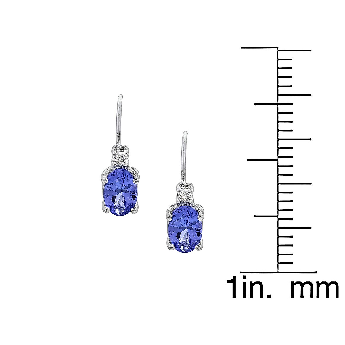 Gin & Grace 10K White Gold Natural Diamond (I1,I2) & Genuine Tanzanite Lever Back Earring for Women