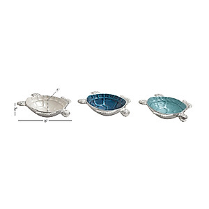 Deco 79 Aluminum Turtle Serving Bowl, Set of 3 8"W, 2"H, Silver